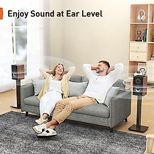 Perlegear Universal Bookshelf Speaker Stands with Aluminum Column for Speakers up to 22 lbs, Speaker Stand Pair with Cable Management, Surround Sound Speaker Stand PGSS9-1 Black