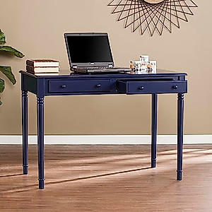 Navy Writing Desk - Open Desktop w/ 2 Drawers - Elegant Design w/ Royal Blue Finish