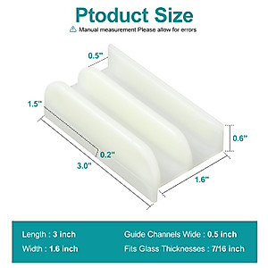 VYH M6219 Sliding Shower Door Bottom Guide for Sliding Shower Door (Top Hung) Shower Door Guide, 1/2 in Channels for Glass Shower Door Plastic Guide（2 Pack