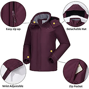 CAMEL CROWN Ski Jackets for Women Winter Snow Coats Warm Mountain Waterproof Female Jacket Hooded Windbreaker Dark Purple S