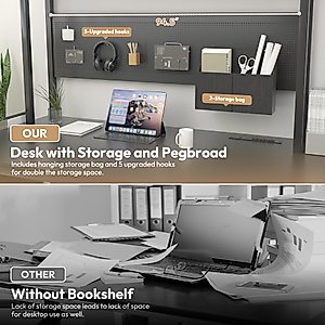 Dowinx L Shaped Desk with Pegboard and Removable Filing Cabinet, Reversible 67” Computer Gaming Desk with Power Outlet and Led, Office Corner Desk with Storage for Home Game, Grey