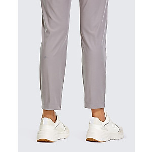 CRZ YOGA Womens 4-Way Stretch Ankle Golf Pants - 7/8 Dress Work Pants Pockets Athletic Travel Casual Lounge Workout Dark Chrome Small