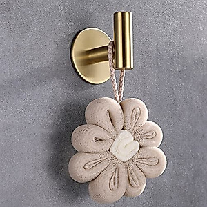 ZWTNBFST Adhesive Hooks 304 Stainless Steel Robe Hook Holder Heavy Coat Hook for Bathroom Kitchen Livingroom Garage Hotel Brushed Finish 2pcs (Brushed Gold)