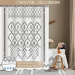 Sunhop Luxury Shower Curtain Set 3PCS, Bathroom Sets with Shower Curtain and Rugs, Ultra Soft Faux Wool Water Absorbent Bath Rugs, Durable Waterproof Shower Curtain with 12 Hooks (White, 71" x 71")