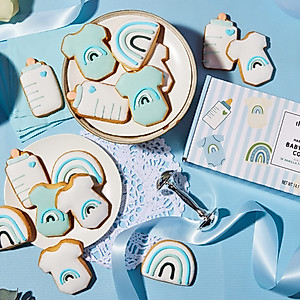 Thoughtfully Gourmet, Light Blue Boy Baby Sugar Cookies for Baby Shower Favors or Gender Reveal, Hand Decorated and Individually Wrapped, Set of 16
