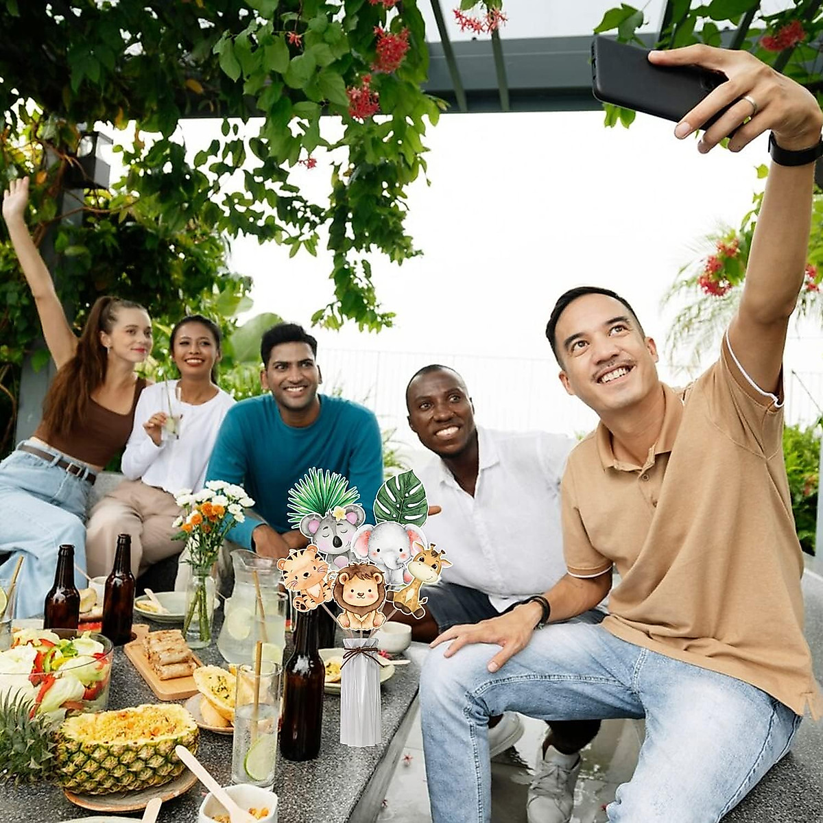 28 Pcs Safari Table Centerpieces Baby Shower Decorations Centerpiece Sticks Oh Baby Centerpieces Tables Toppers for Boys Kids Party Supplies