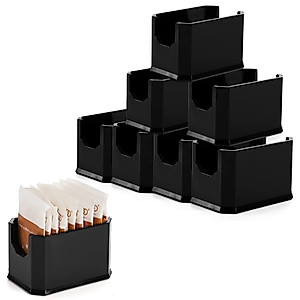 Dicunoy Set of 8 Sugar Packet Holder, Plastic Black Sugar Caddy for Restaurant, Sugar Bag Sweetener Packets Storage Container Box for Coffee Bar, Table
