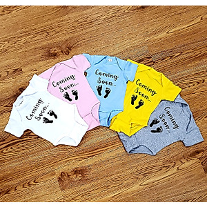 Coming Soon. Baby Feet Announcement Baby Bodysuit One Piece Romper (Newborn, White)