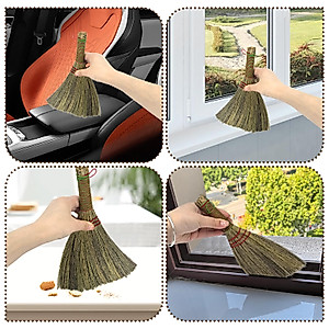 6Pcs 11 Inch Short Handle Whisk Broom Mini Broom Natural Bristles Handle Brush Hand Broom for Multi Surface Sweeping Small Hand Broom Brush for Outdoor Camping Car Porch Debris Dust Dirt