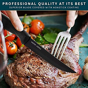 Home Hero Kitchen_Knife with Ultra-Sharp High Carbon Stainless Steel Blade for Kitchen with Ergonomic Handle Black, 8 Piece Set