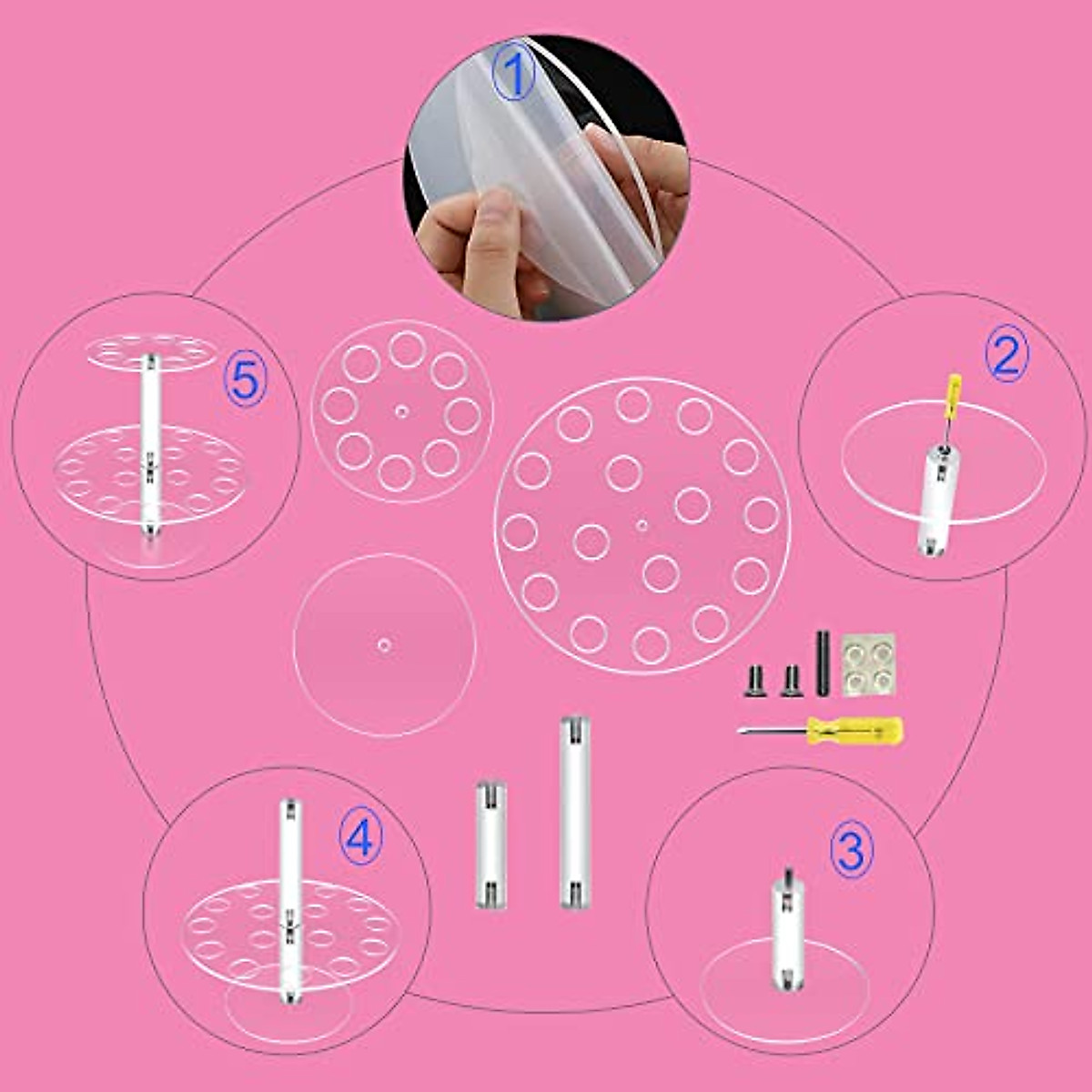 TOOPILAT Ice Cream Cone Holder,2-Tier Acrylic ice Cream Stand.Acrylic Ice Cream Cone Holder Stand with 24 Holes Waffle Cone Displaying Stand for Party