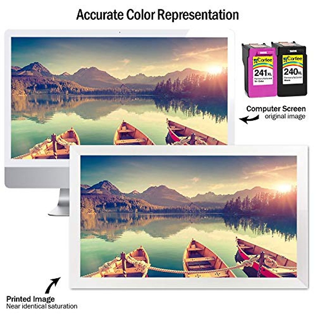 Cartlee 2 Remanufactured High Yield Ink Cartridge Replacement for PG-240XL 240 XL CL-241XL 241 XL PIXMA MX472 MX452 MG3220 MG3520 MX432 MX439 MX512 MG3620 MG2120 MX459 MG3600 MX479 (1 Black, 1 Color)