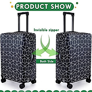 Sanwuta 3 Pcs Luggage Cover Washable Suitcase Protector Luggage Protector Suitcase Cover Anti Scratch Luggage Case Cover Fits 18-28 Inch Luggage, 3 Sizes (Geometric Style)
