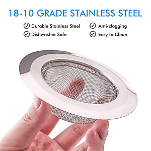 2Pcs Kitchen Sink Strainer, Stainless Steel Mesh Sink Drain Cover, Large Wide Rim 4.5" Diameter Sink Drain Strainer Basket Catcher