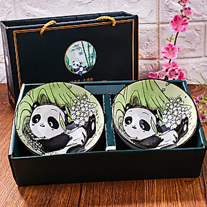 Ceramic Rice Bowls set, Lovely Panda Bowl Serving Soup Rice, As a Good Gift (2)