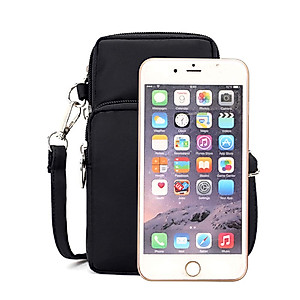 nobrand Small Crossbody Bag for Women, Black Cell Phone Purse Wallet Travel Wristlet Armband (Black)