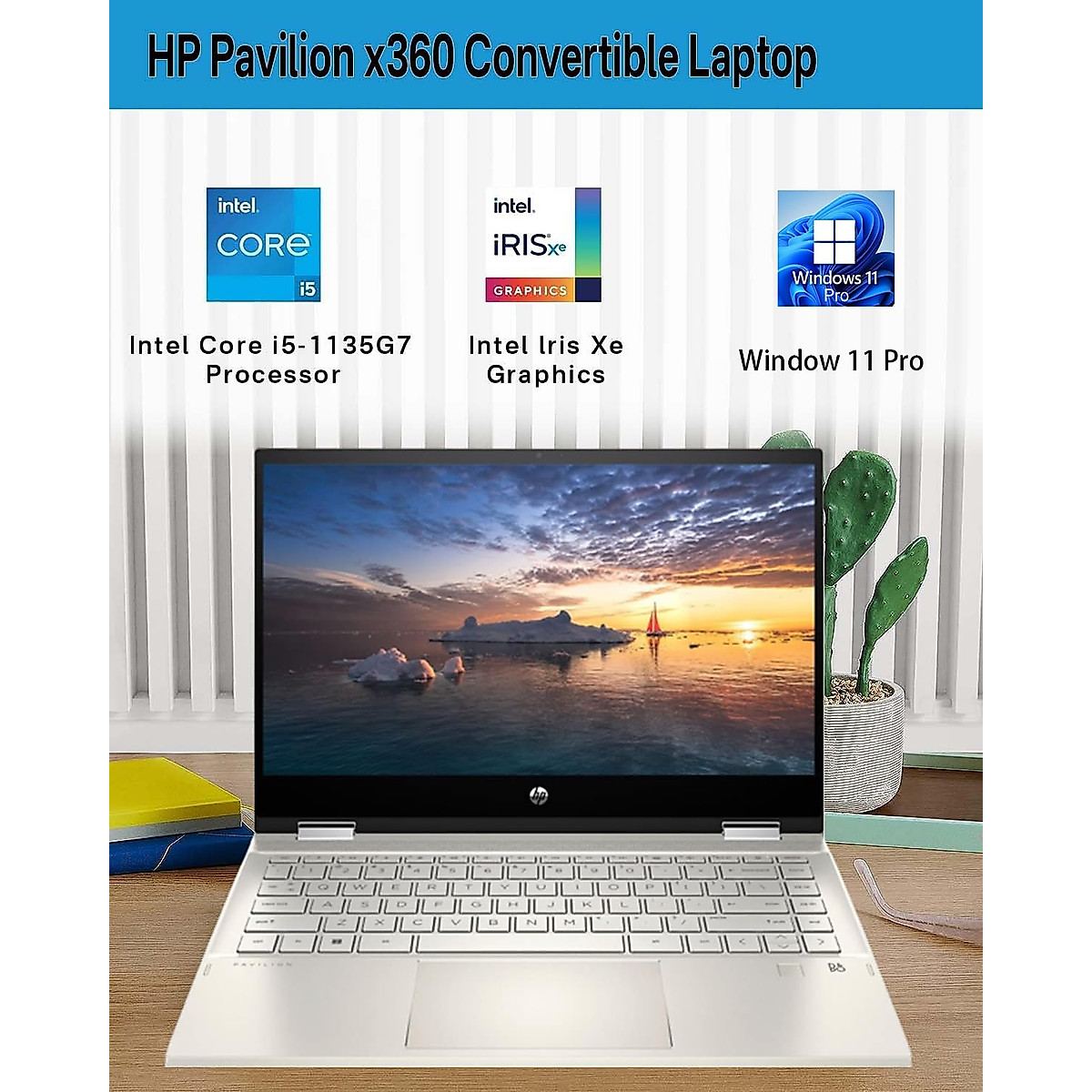HP Pavilion x360 2-in-1 Laptop, 14 inch FHD Touch Screen, Intel Core i5-1135G7, Windows 11 Pro (16GB RAM | 512GB SSD)