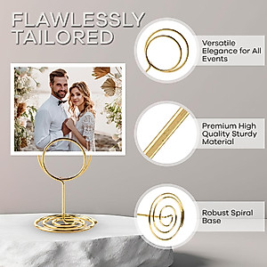LittleLala 20Pack Mini Table Number Holders 1.97in/50mm | Available in 3 Sizes | Gold table number holders, Table Card Holders, Table Number Stands for Wire Picture Holder at Wedding Party Office
