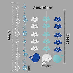 Decor365 Blue Whale Bubble Garland Under The Sea Beach Ocean Theme Party Decorations Baby Boy Birthday Bday Hanging Streamer Decor Kids Party Backdrop Bday It's a Boy Baby Shower Party Supplies
