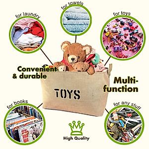 Youdepot Toy Storage Organizer Toy Box Toy Bin Jute Toy Storage Collapsible Sturdy Storage Bins - for organizing Kids Toys, Baby Clothing, Children Books,Nursery, Playroom.