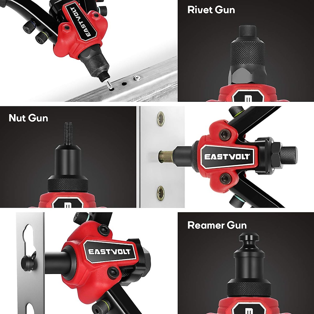 Eastvolt Rivet Nut Tool, 3 in 1 Hand Rivet, Rivet Gun Rivet Nut Tool Reamer 3 in 1 Set, Including 60Pcs Rivet Nuts, 6 Metric & SAE Mandrels and 2 Reaming Mandrels with Carrying Case (BT-501)