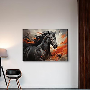 Majestic Black Stallion Galloping In The Clouds, Black Horse On Salt Flats, Canvas Print, Black Horse Print, Black Horse Wall Art