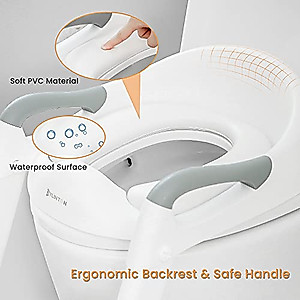 Kylinton® Potty Training Seat with Step Stool Ladder, Foldable Toddler Potty Seat for Toilet 2 in 1 Potty Training Toilet for Kids, Splash Guard Comfotable and Anti-Slip Pad for Boys Girls, Grey