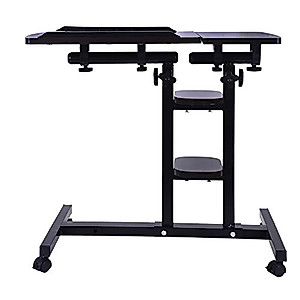 Small Desks for Home Office Small Spaces Bedside Sofa Computer Working Reading Writing Desk Folding Adjustable Mobile Standing Table (Black)