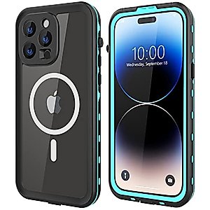 Guirble Design for iPhone 14 Pro Waterproof Case,Phone Case for iPhone 14 Pro with Screen Protector,Protective Case for iPhone 14 Pro 6.1''(Turquoise)