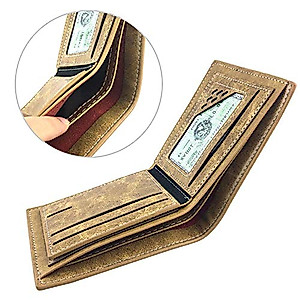 ASLNSONG Leather Bifold Short Wallet With Coin Pocket Cartoon Casual Short Wallet Fan Accessory For Boys And Girls 4.72in x 3.9in (Attack on Titan)