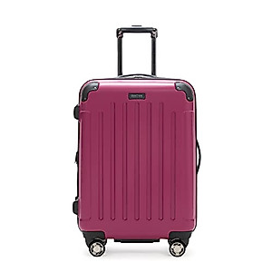 Kenneth Cole REACTION Renegade Luggage Expandable 8-Wheel Spinner Lightweight Hardside Suitcase, Fuchsia, 24-Inch Checked