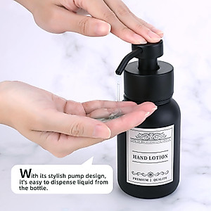 Nobtou Black Soap Dispenser Wall Mount for Bathroom - 8.5 Oz Glass Hand Soap Dispenser with Pump and Drill-Free Wall Mount Holders, Shower Soap Dispenser with Waterproof Labels