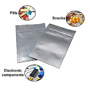 Sweet And Sleak 100 Pcs Resealable Mylar ZipLock Smell Proof Bags 4 x 6 Inches Flat Double Sided Silver Heat Sealable Incl. 24 Small Round ''Thank You'' Stickers (AP083)