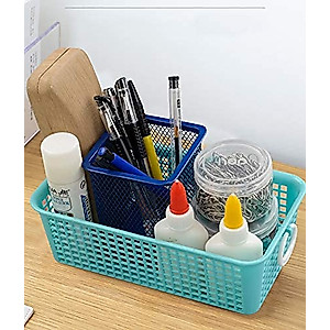 EudokkyNA Mini Plastic Storage Basket, Office Desktop Basket Set of 6, F
