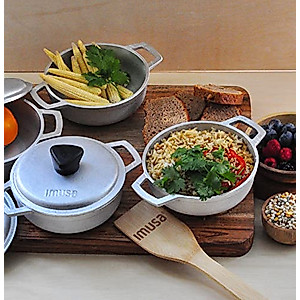 IMUSA USA 0.7Qt Traditional Colombian Mini Caldero (Dutch Oven) for Cooking and Serving, 0.7 Quart, Silver