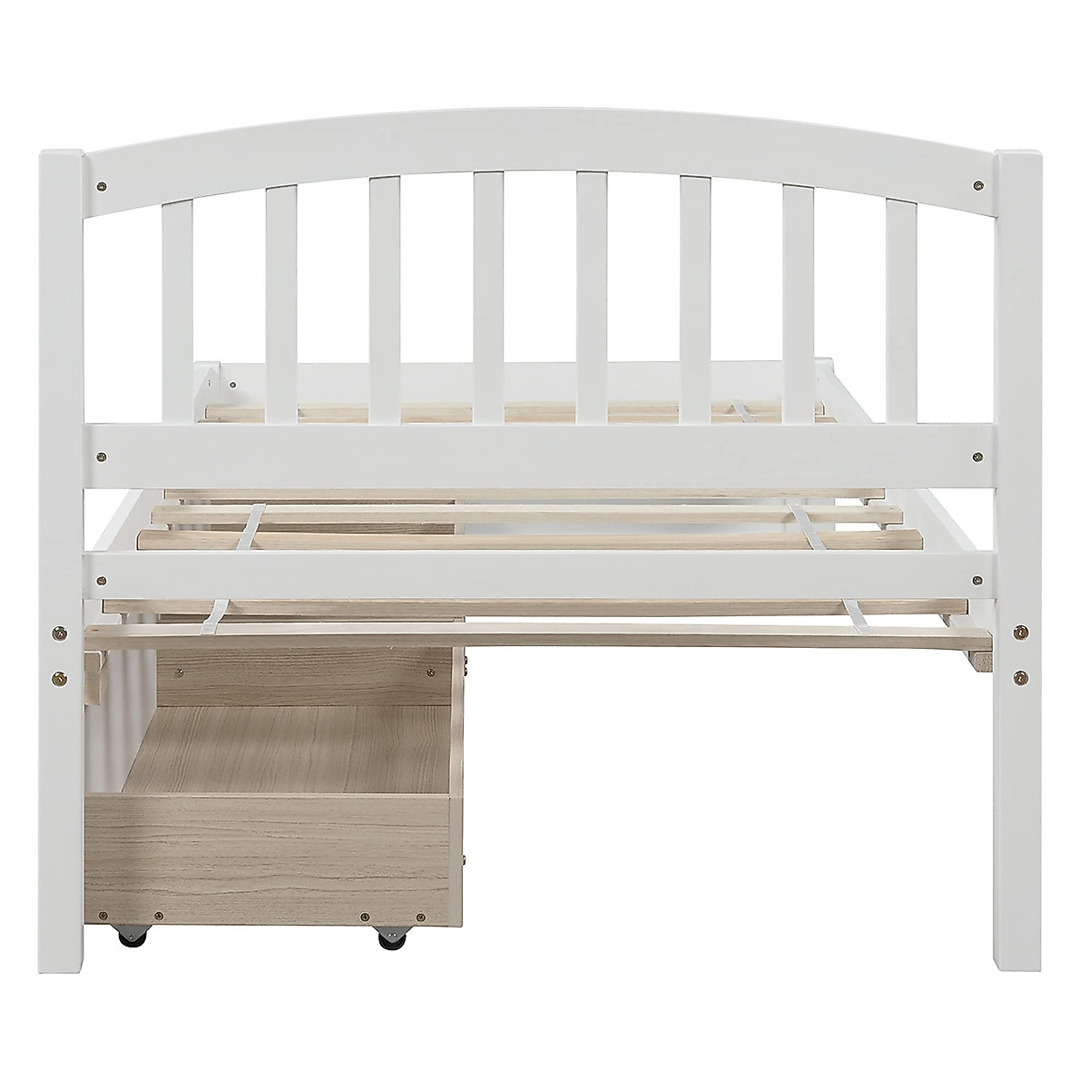 Harper & Bright Designs Twin Bed Frame with Drawers, Wooden, White