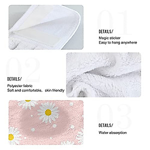 xigua Hand Wowels Pink Daisy Hand Towels for Bathroom Kitchen Hanging Hand Towels Ultra Soft and Highly Absorbent Quick-Dry Hand Towels 18.2x14in