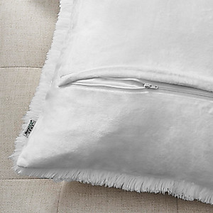 NordECO HOME Luxury Soft Faux Fur Fleece Cushion Cover Pillowcase Spring Decorative Throw Pillows Covers, No Pillow Insert, 18" x 18" Inch, White, 2 Pack