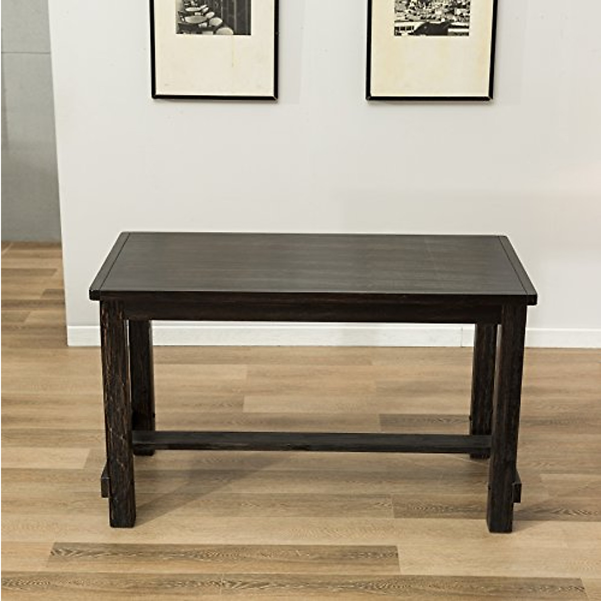 Roundhill Furniture Aneta Antique Black Finished Wood 5-Piece Counter Height Dining Set, Gray