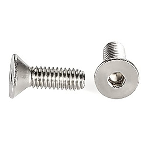 M6-1.0 x 20MM Flat Head Socket Cap Bolts, Allen Socket Drive Full Thread Bolt, Stainless Steel 304(18-8), Bright Finish, Quantity 50