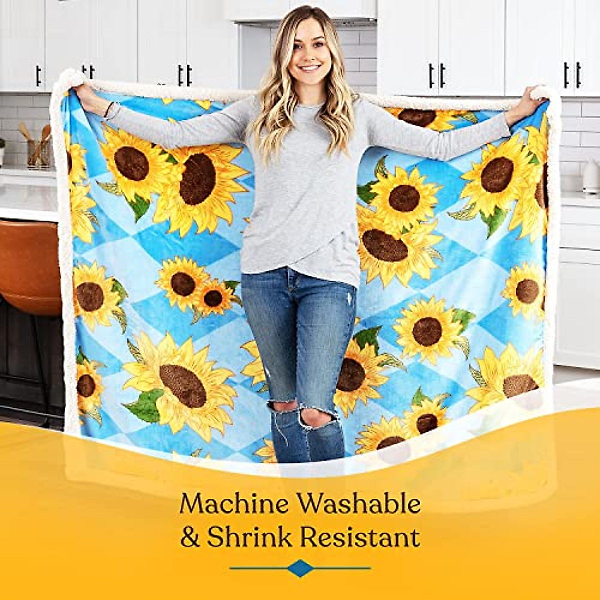 Sunflower Blanket - 50x60 Inch Lightweight and Luxuriously Ultra Soft Bright and Cheerful Sunflower Throw Blanket - Beautiful Sunflower Decor for Bedroom or Living Room