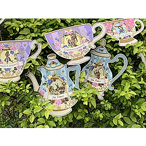 Alice In Wonderland Hanging Teapot & Tea Cup Bunting for Mad Hatter Tea Party