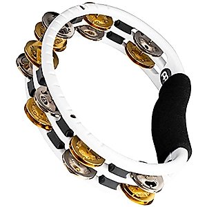 Meinl Percussion Traditional Tambourine, Handheld Half-Moon Shape with Synthetic Frame — NOT Made in China — Double Row Dual Alloy Jingles, 2-Year Warranty (TMT1M-WH)
