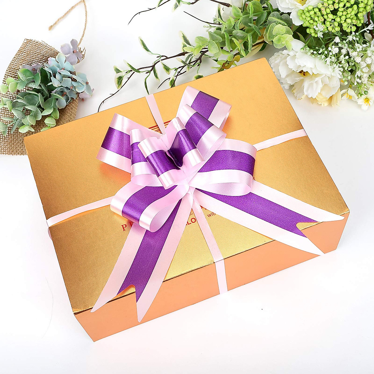 MMYQXI 80 Pieces 5.5 Inches Diameter Pull Bows for Gifts Pull Bows Present Wrapping Pull Bows with Ribbon for Wedding Present Baskets Random Color