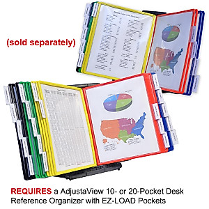 Ultimate Office AdjustaView 10-Pocket Desk Reference Organizer Add-On with Easy-Load Pockets (Add-On Module Only) (Colored Pockets)