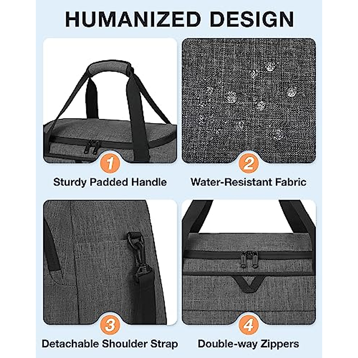 Gym Bags for Men Women, BAGSMART Duffle Bag for Travel Duffel Bags, Carry on Weekender Overnight Bag, Personal Item Travel Bag, Hospital Bags for Labor and Delivery, Shoes Bag, Grey-38L