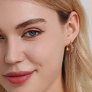 CZYJEW Gold Hoop Earrings for Women 14K Gold Plated with 925 Sterling Silver Post Hoop Earrings for Girls Mini Gold Earrings Inlay CZ Gems for Women