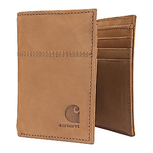 Carhartt Men's Casual Saddle Leather Wallets, Available in Multiple Styles and Colors, Brown (Trifold), One Size