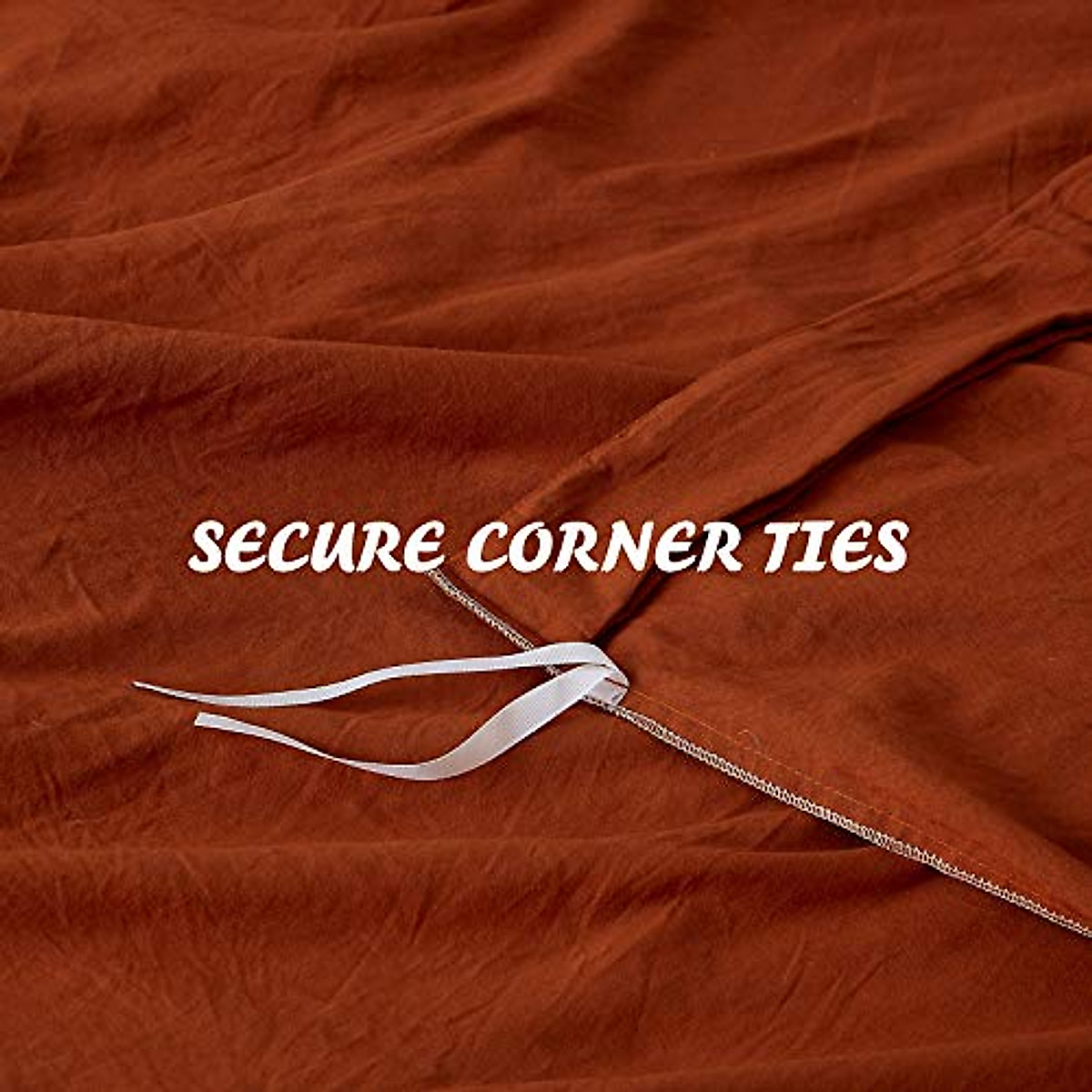 NexHome Burnt Orange Duvet Cover Sets Queen Size 3 Piece Double Brushed Microfiber Queen Duvet Cover with Button Closure & Corner Tie 1 Breathable and Soft Duvet Cover 90x90 inches + 2 Pillow Shams