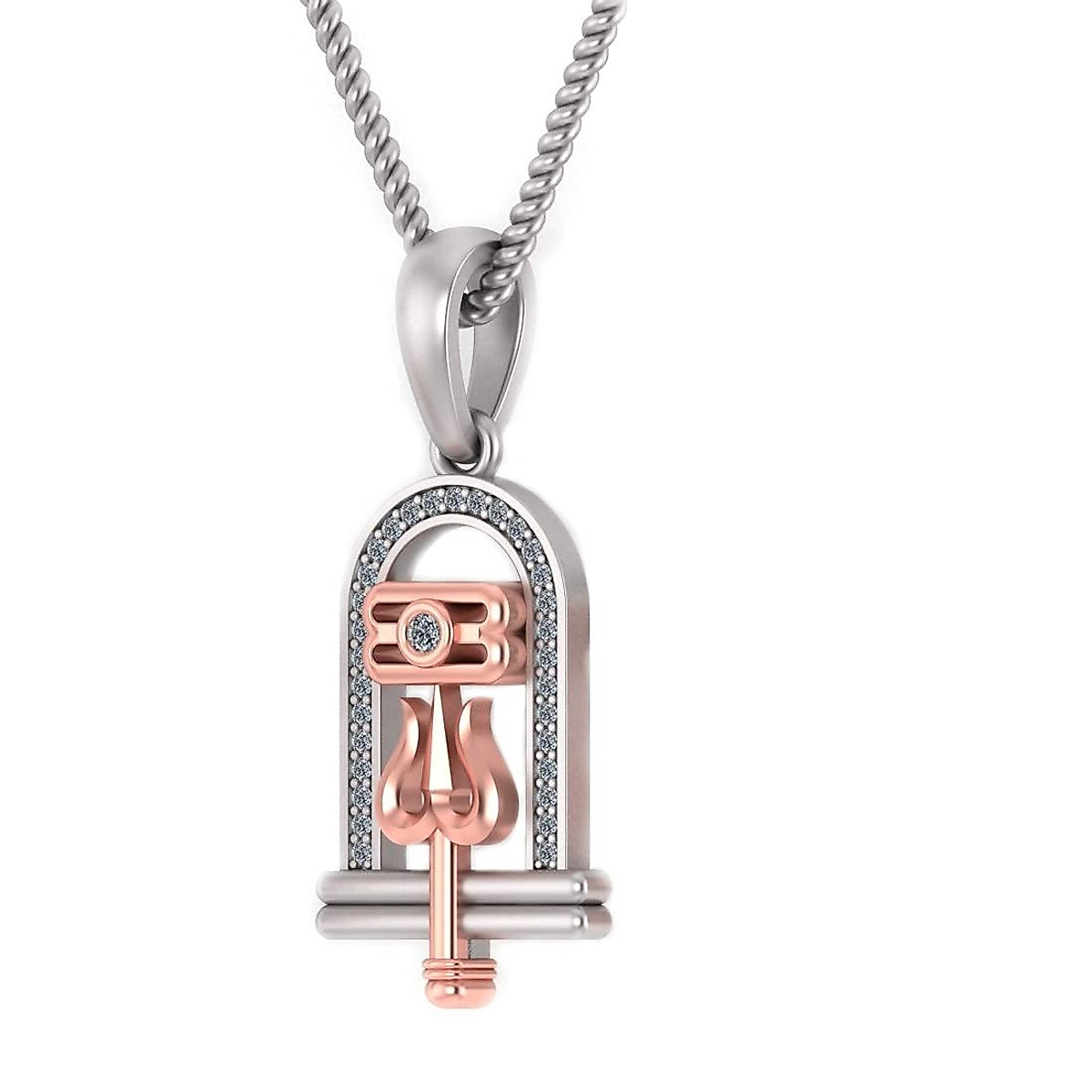 925 Sterling Silver 14K Rose Gold Finish Diamond The Lord Shiva Pendant for Women's